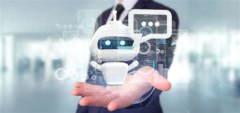 Premium Photo Businessman Holding Chatbot With Binary Code 3d Rendering