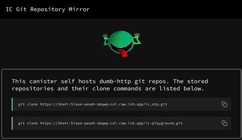 GitHub Ozwaldorf Ic Git Mirror Mirror Git Repositories Inside Internet Computer Asset Canisters