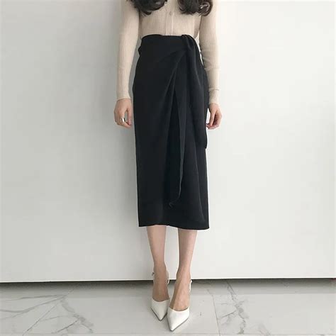 Twotwinstyle повседневная юбка для женщин высокая талия бандажная Асимметричная миди юбки