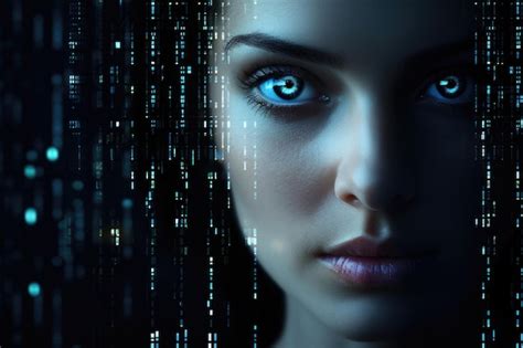 Premium Ai Image Female Face With Matrix Digital Numbers Artifical