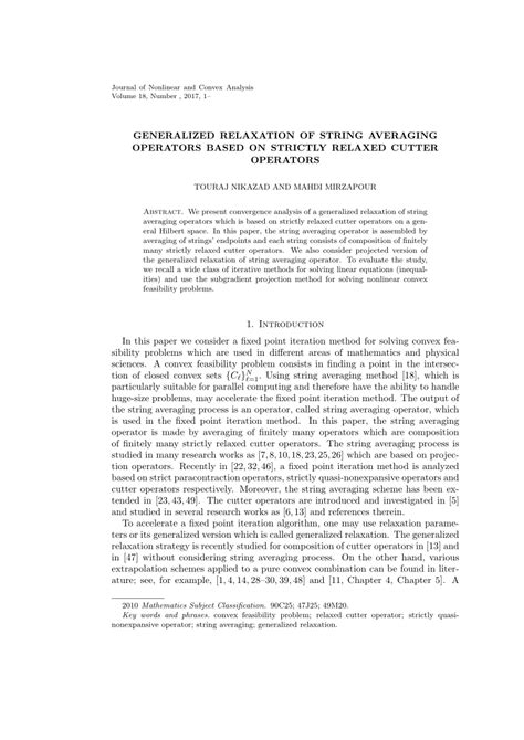 Pdf Generalized Relaxation Of String Averaging Operators Based On