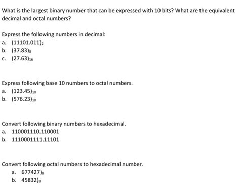 Solved What Is The Largest Binary Number That Can Be