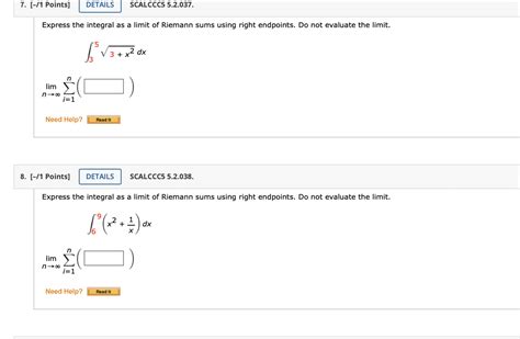 Solved Express The Integral As A Limit Of Riemann Sums Using Chegg