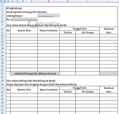 Contoh Form Stock Opname Giro Dalam Excel Adh Excelcom Tutorial