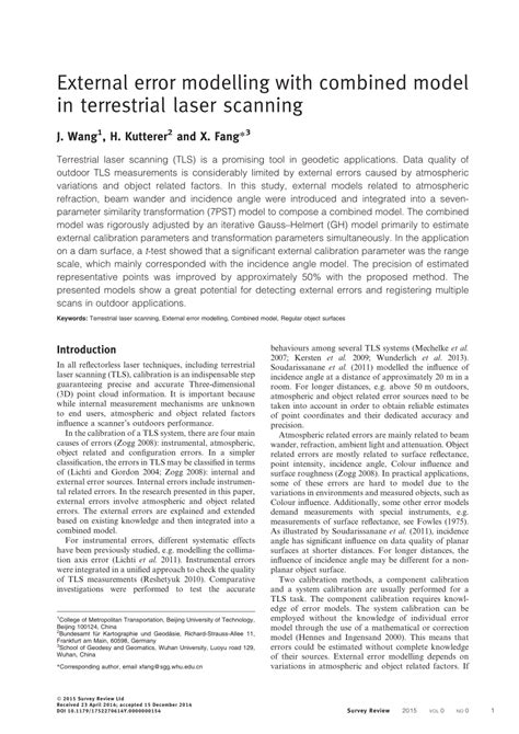 Pdf External Error Modelling With Combined Model In Terrestrial Laser