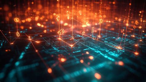 Exploring Futuristic Digital Networks With Glowing Connections And Data