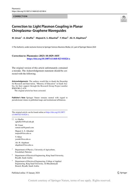 Correction To Light Plasmon Coupling In Planar Chiroplasma Graphene