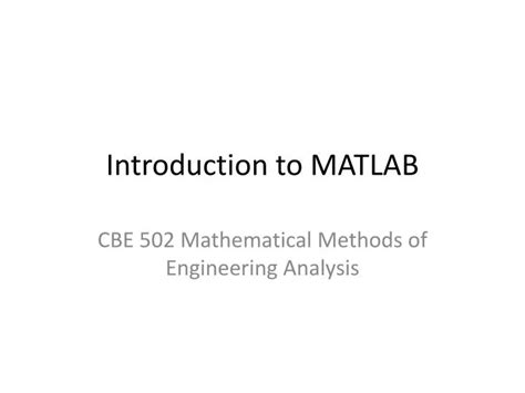 PPT Introduction To MATLAB PowerPoint Presentation Free Download