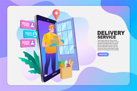 모바일 앱의 빠른 배달 서비스 디자인 컨셉 디지털 마케팅을 위한 온라인 배달 서비스 플랫 디자인 배너 일러스트 컨셉 개념에 대한