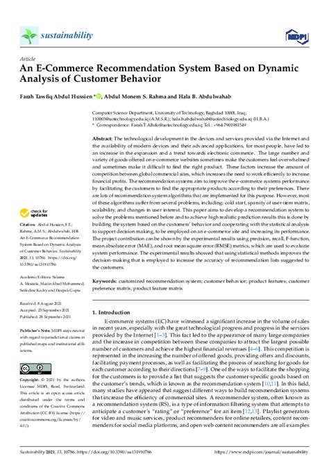 Pdf An E Commerce Recommendation System Based On Dynamic Analysis Of