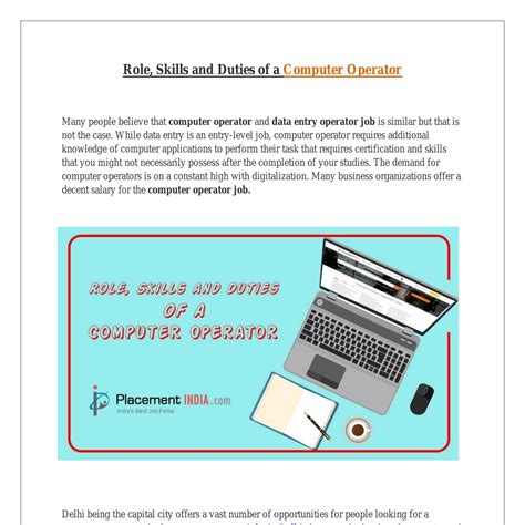 Role Skills And Duties Of A Computer Operator Pdf DocDroid