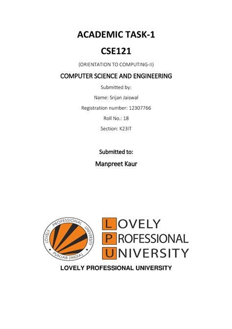 Orientation To Computing CSE ACADEMIC TASK CSE ORIENTATION TO COMPUTING II COMPUTER