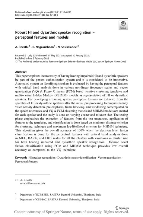 Robust Hi And Dysarthric Speaker Recognition Perceptual Features And Models