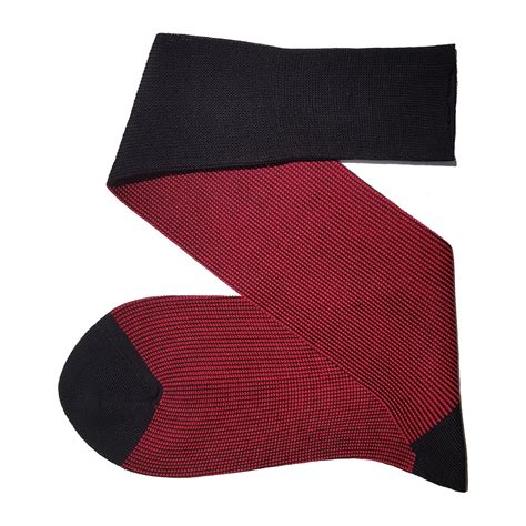 Black Red Striped Over The Calf Cotton Socks Viccel