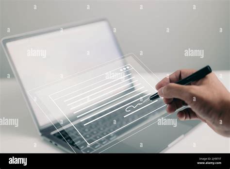 Electronic Signature Concept Electronic Document Digital Form Attached To An Electronically