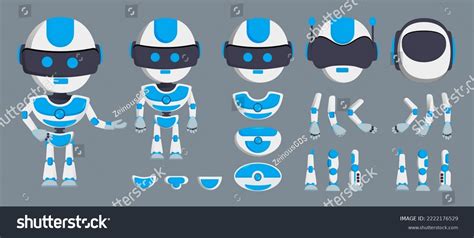 Robot Characters Creation Kit Vector Set Stock Vector Royalty Free