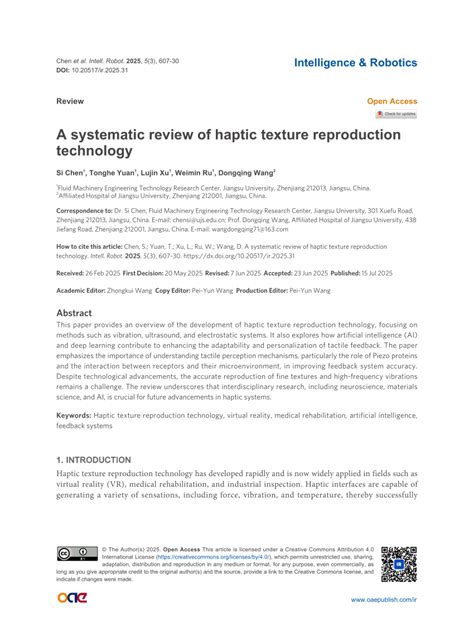 Pdf A Systematic Review Of Haptic Texture Reproduction Technology
