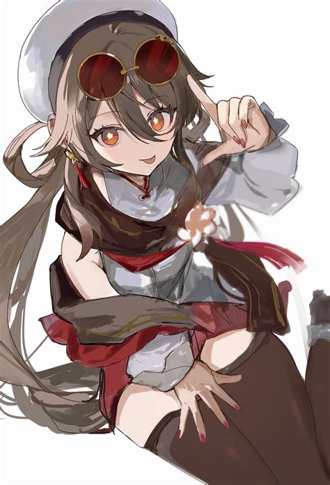 Hu Tao Cherries Snow Laden Genshin Impact Danbooru