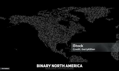 vector abstract binary north america map continents constructed from