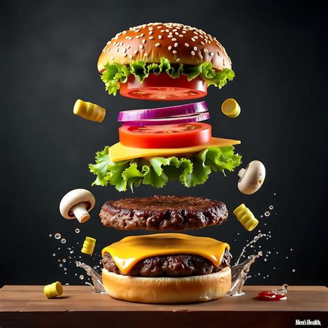 Deconstructed Burger Art Premium Ai Generated Image