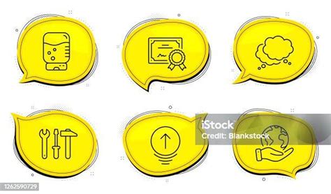 스패너 도구 스피치 버블 및 워터 쿨러 아이콘 세트 서명을 스 와이프합니다 벡터 기포에 대한 스톡 벡터 아트 및 기타 이미지 기포 대화 풍선 문자 기호 메시지