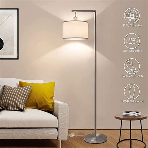 Boncoo Modern Floor Lamp For Bedroom Dimmable Silver Floor Lamps For