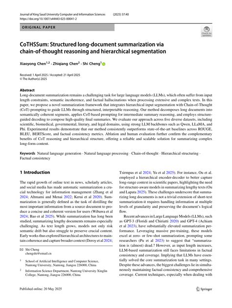 Pdf Cothssum Structured Long Document Summarization Via Chain Of Thought Reasoning And