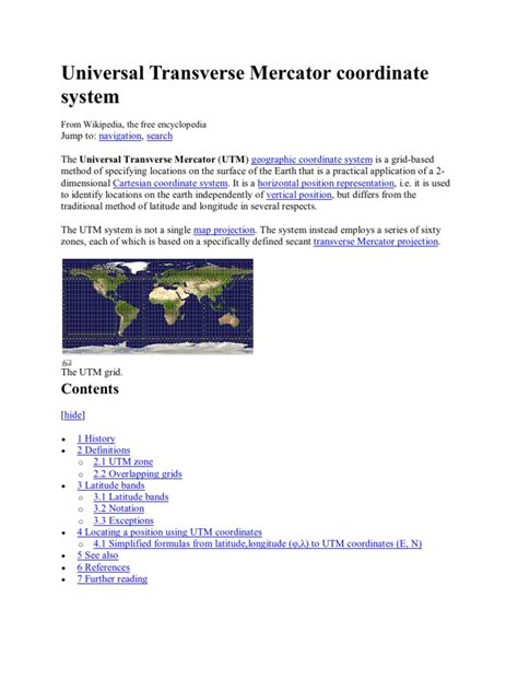 A Comprehensive Overview Of The Universal Transverse Mercator Coordinate System Its History