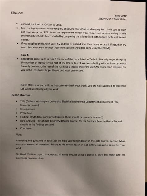 Solved Spring 2018 Experiment 1 Logic Gates Experiment 1