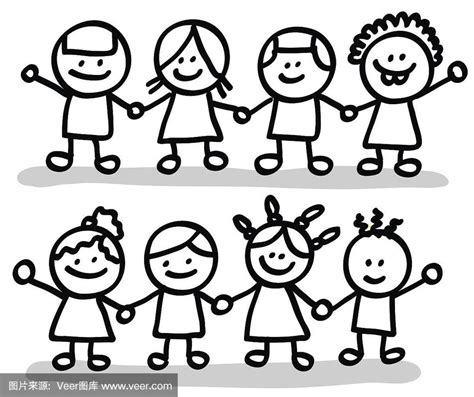 所有国家小朋友手拉手儿童简笔画怎么画（最新13张） 简笔画图片大全