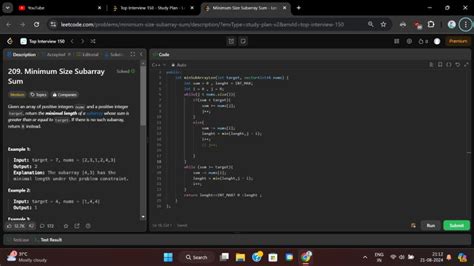How To Solve The Minimum Size Subarray Sum Problem On Leetcode Manav Saini Posted On The Topic