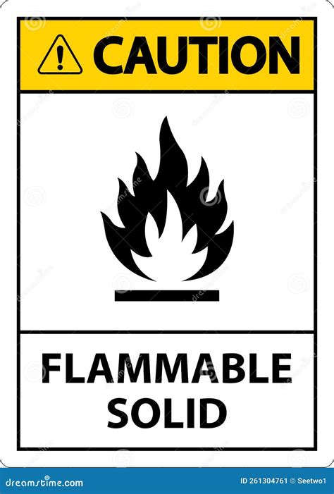 Advertencia Signos Peligrosos Sólidos Inflamables Sobre Fondo Blanco