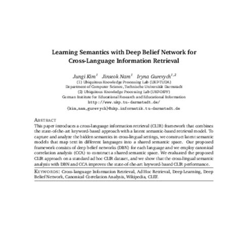 learning semantics with deep belief network for cross language
