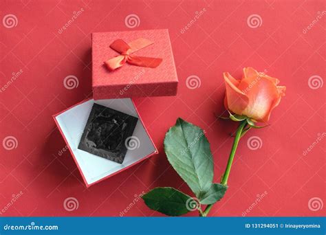 Love Passion Sex Romance Flat Lay Mock Up With Red Rose Black Lace Carnival Mask T Box