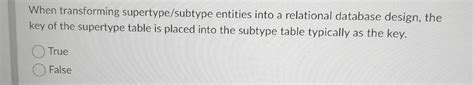 Solved When Transforming Supertypesubtype Entities Into A