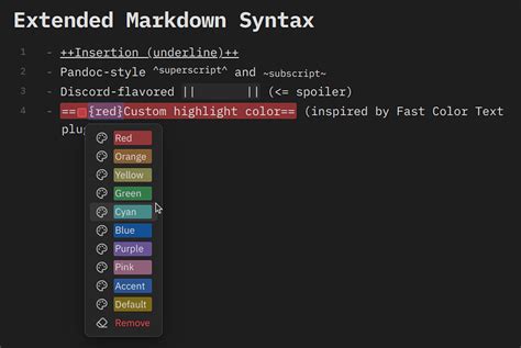 Extended Markdown Syntax Give Your Text Another Style Share And Showcase Obsidian Forum