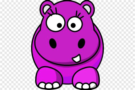 Hippopotamus Hippo Purple Cartoon Png Pngegg