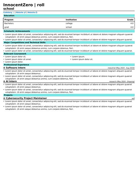 Sweet Graduate Resume Typst Universe