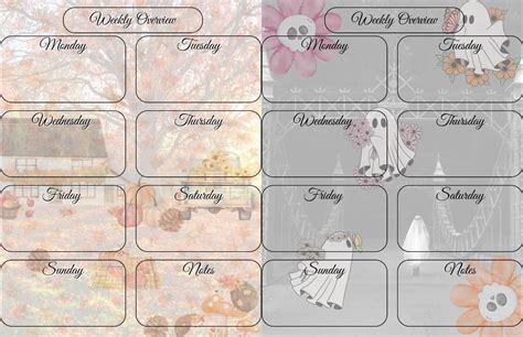 Weekly Overview Pages Pdf Printable Etsy