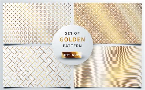 Premium Vector Set Of Geometric Gold Seamless Pattern