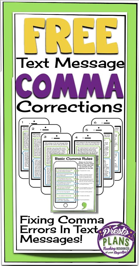 Comma Task Cards Activity And Poster Correcting Comma Errors In Text