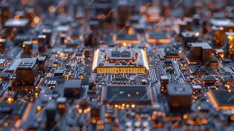 Microchip Surface With Intricate Circuit Patterns And Reflective