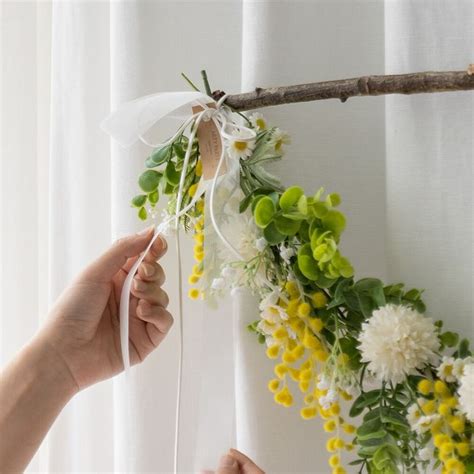 해피데이지 미모사 내추럴 조화 가랜드 실크플라워 60cm 감도 깊은 취향 셀렉트샵 29cm