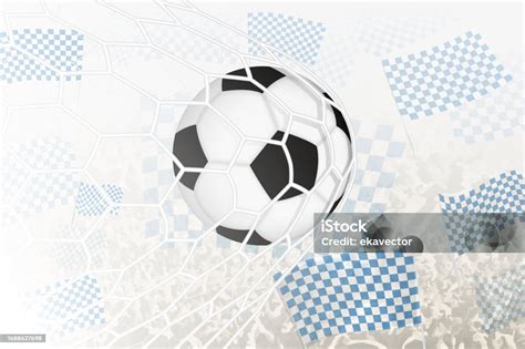 축구 팀 목표를 축하하는 클럽 깃발 파란색과 흰색 사각형이 있는 축구 클럽 팬들 Championship에 대한 스톡 벡터 아트 및 기타 이미지 Championship