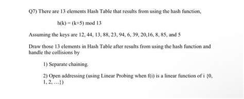 solved q7 there are 13 elements hash table that results