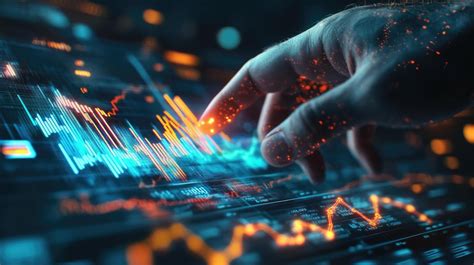 Hand Interacting With Digital Data Display Technological Interface Futuristic Graphic