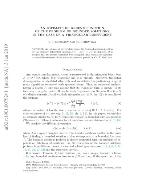 Pdf An Estimate Of Greens Function Of The Problem Of Bounded