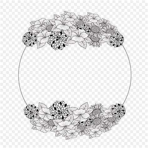 원형 모양의 꽃무늬 디자인 흑백 그린 꽃 봄 꽃 봄 Png 일러스트 및 벡터 에 대한 무료 다운로드 Pngtree