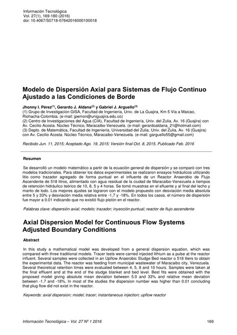 Pdf Axial Dispersion Model For Continuous Flow Systems Adjusted Boundary Conditions