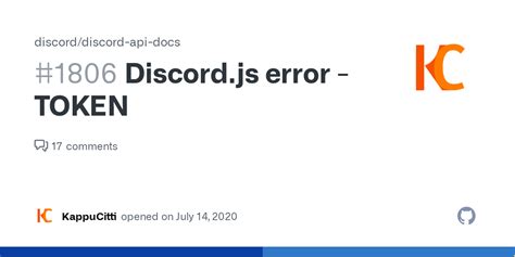 Discordjs Error Token · Issue 1806 · Discorddiscord Api Docs · Github